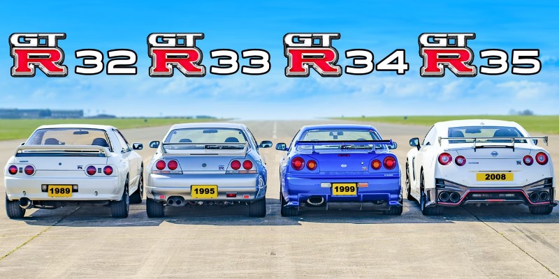 StriveME - بالفيديو: سباق دراق اسطوري بين جميع أجيال نيسان GTR